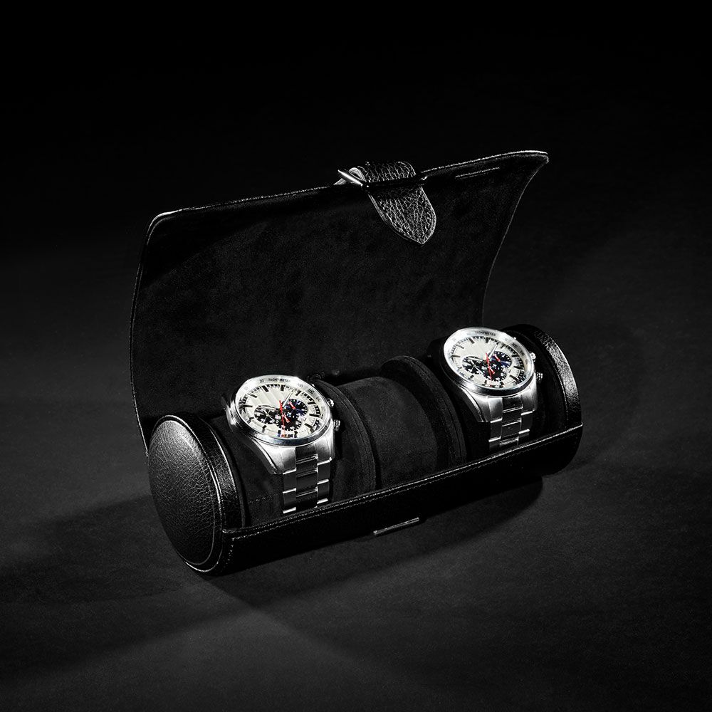 WOLF British Racing Triple Watch Roll - Black
