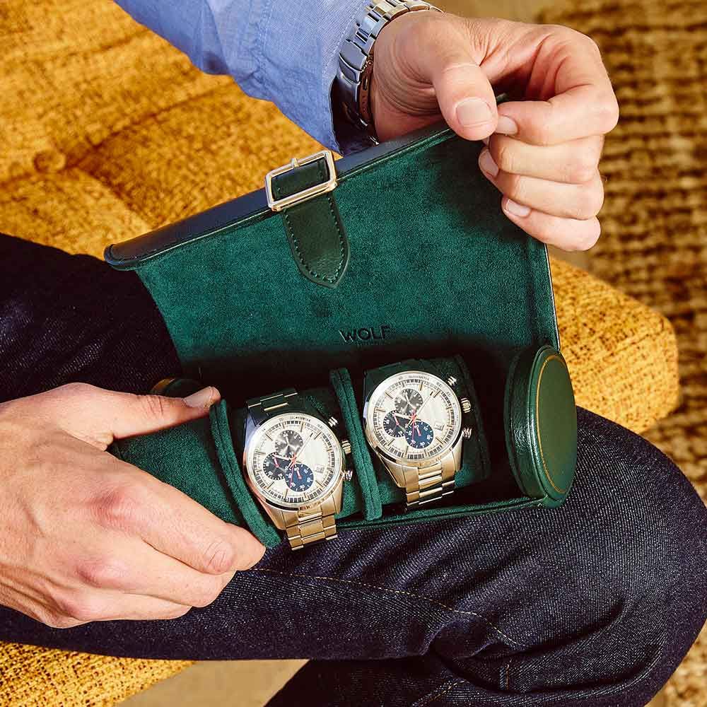 WOLF British Racing Triple Watch Roll - Groen