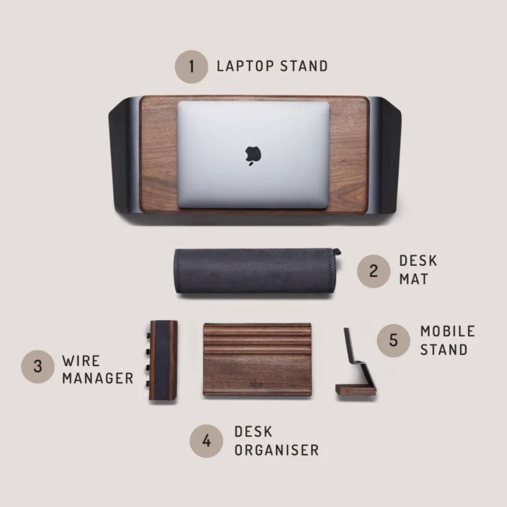 The NOOE Complete Desk Essentials Set - Walnut