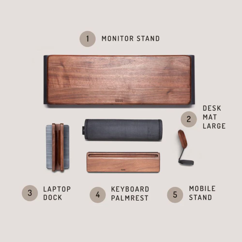 The NOOE Complete Desk Setup Set - Walnut