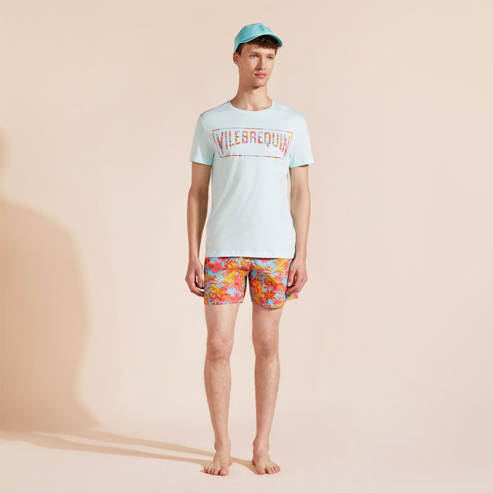 Vilebrequin T-shirt Logo Tahiti Flowers - Blu