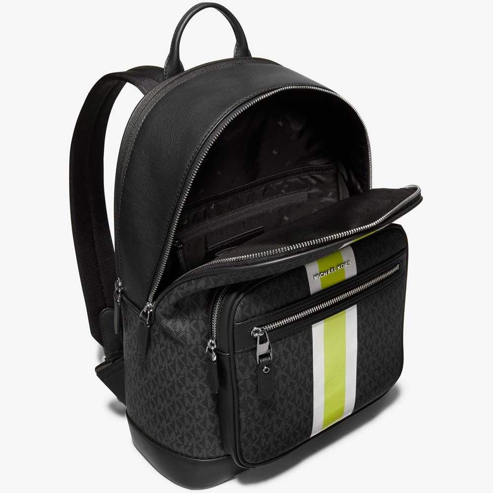 Michael Kors Hudson Logo Stripe Backpack - Limeade