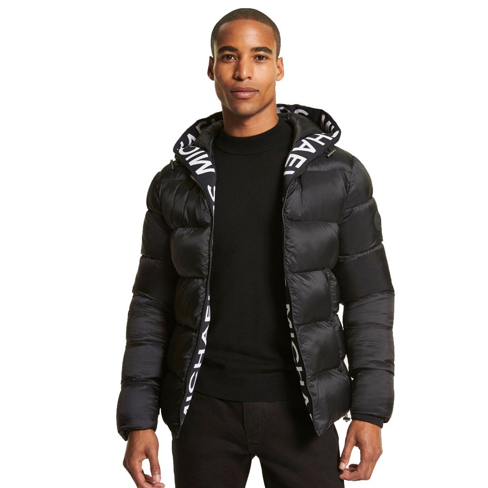 Michael Kors Logo Tape Nylon Puffer Jacket - Black
