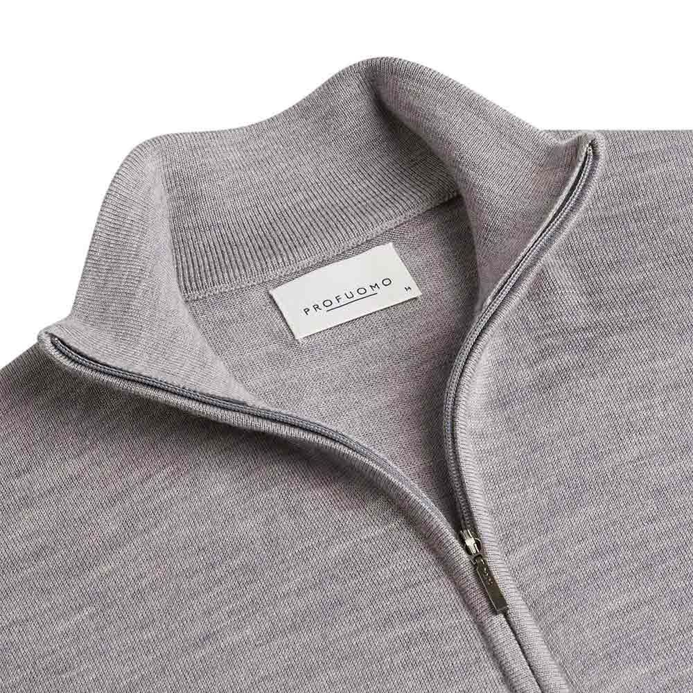 Profuomo Merino Woolen Pullover Half Zip - Grey
