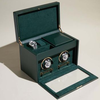 WOLF British Racing 10 Piece Watch Box With Storage - Green