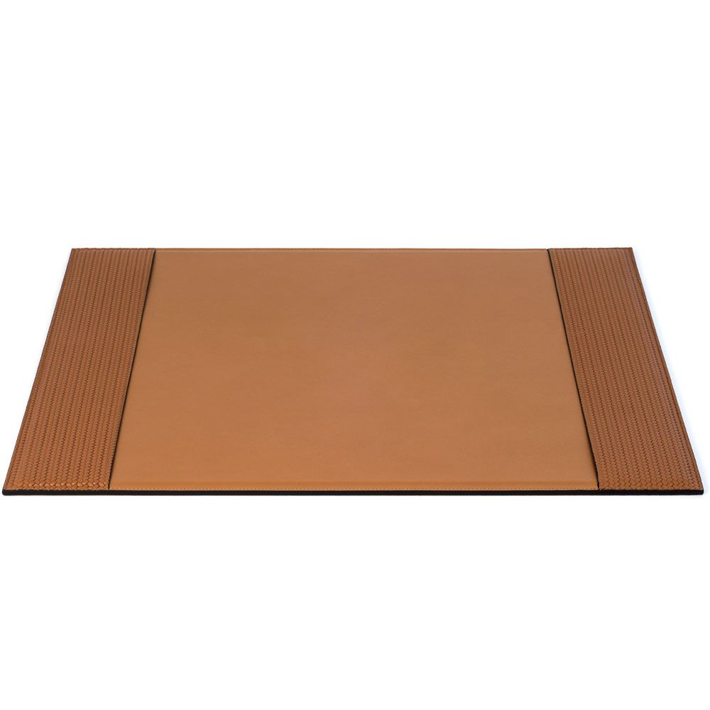 Pinetti Leather Desk Pad With Side Bands - Camel
