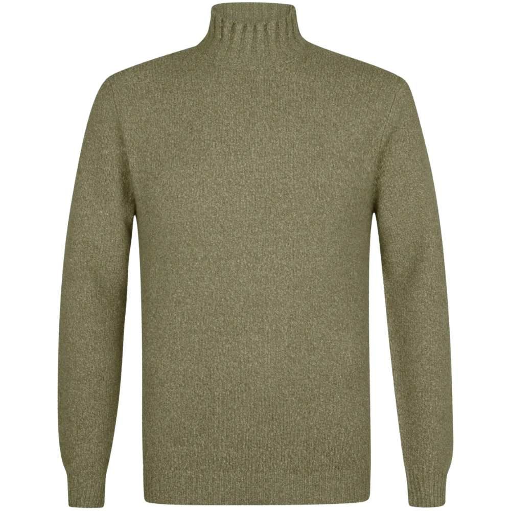Profuomo Boiled Wool Mock Neck Pullover - Grün