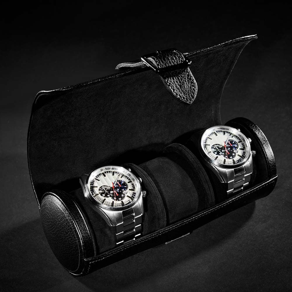 WOLF British Racing Triple Watch Roll - Black