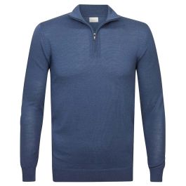 Profuomo Merino Woolen Pullover Half Zip - Blue